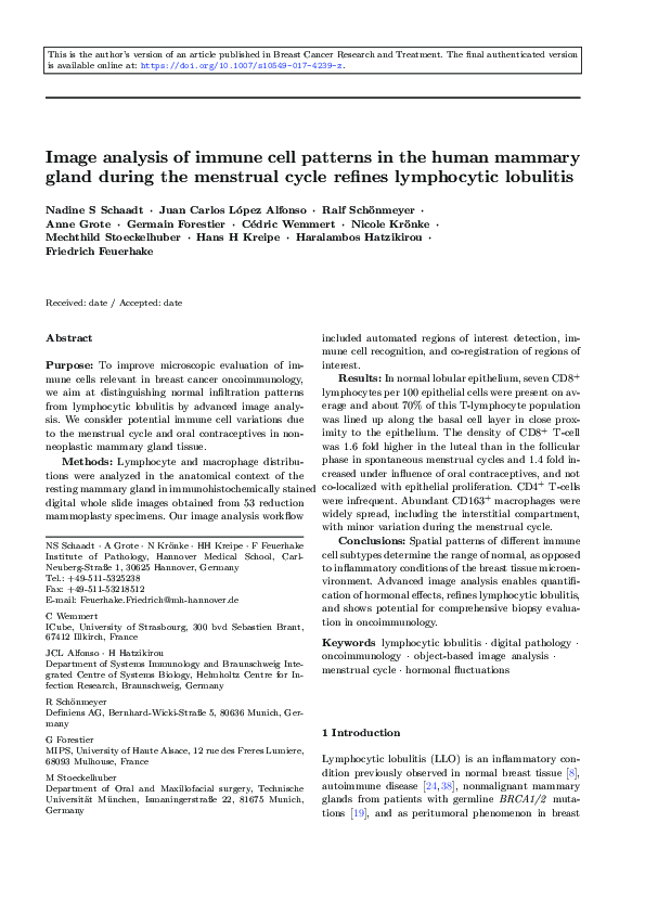 (PDF) Image analysis of immune cell patterns in the human mammary gland ...