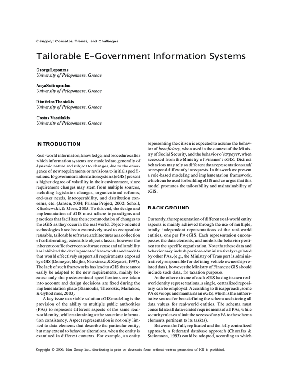 (PDF) Tailorable E-Government Information Systems