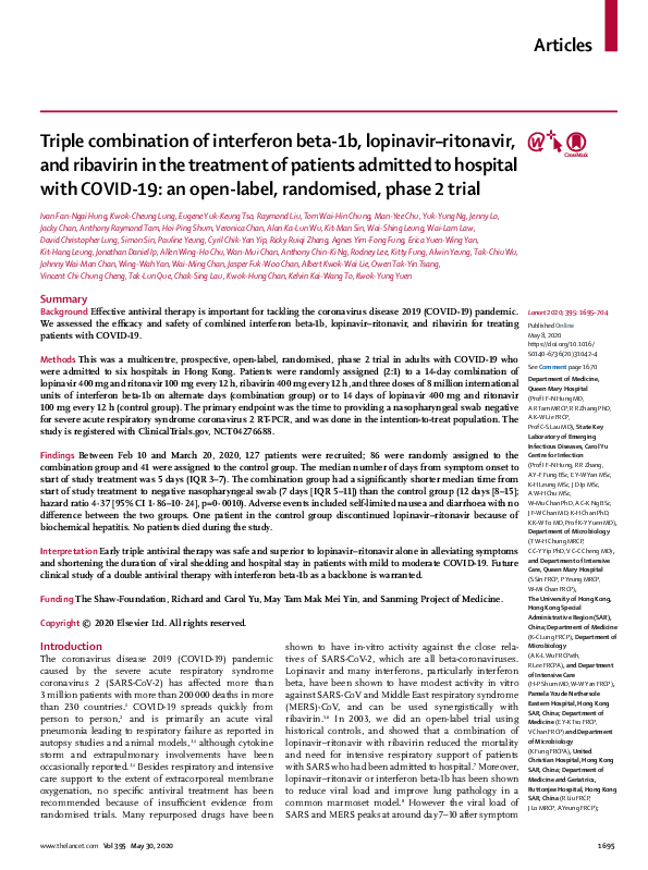 Pdf Triple Combination Of Interferon Beta 1b Lopinavir Ritonavir
