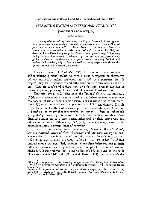 (PDF) Self-Actualization and Personal Autonomy