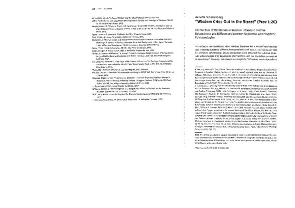 (PDF) Wisdom Cries Out in the Street (Prov 1:20). On the Role of ...