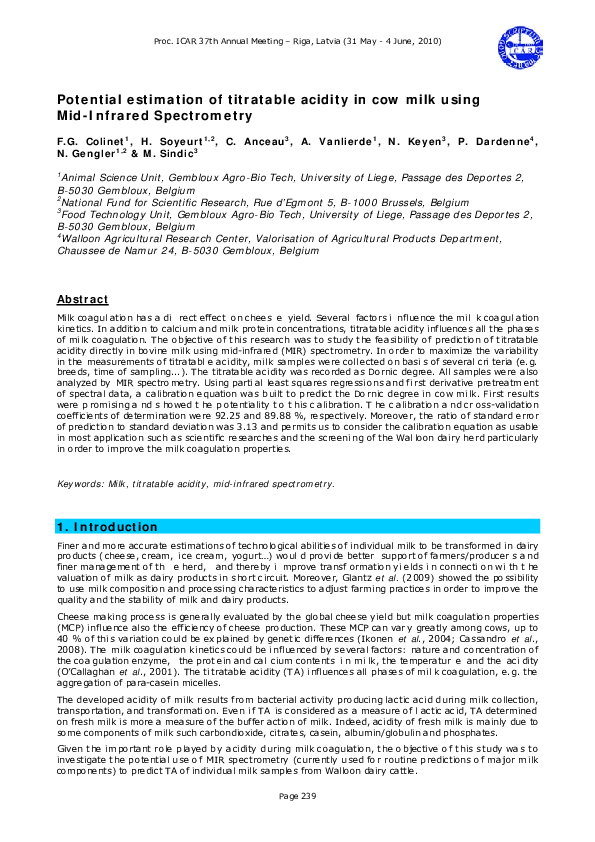 (PDF) Potential estimation of titratable acidity in cow milk using mid ...