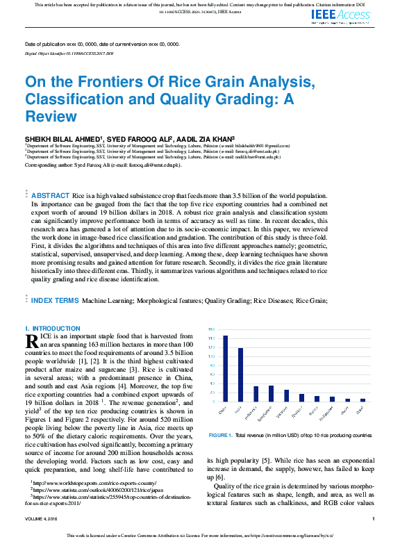 (PDF) On the Frontiers Of Rice Grain Analysis, Classification and ...