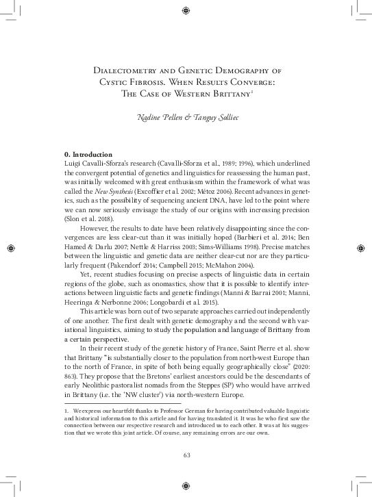 (PDF) Dialectometry and Genetic Demography of Cystic Fibrosis. When Results Converge: The Case ...