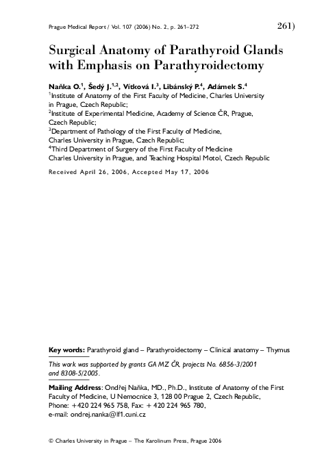 (PDF) Surgical anatomy of parathyroid glands with emphasis on ...