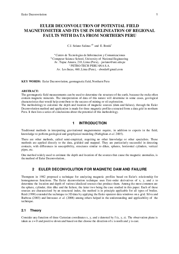 Pdf Euler Deconvolution 1 Euler Deconvolution Of Potential Field