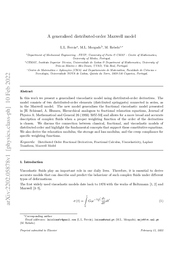 Pdf A Generalised Distributed‐order Maxwell Model Magda Rebelo