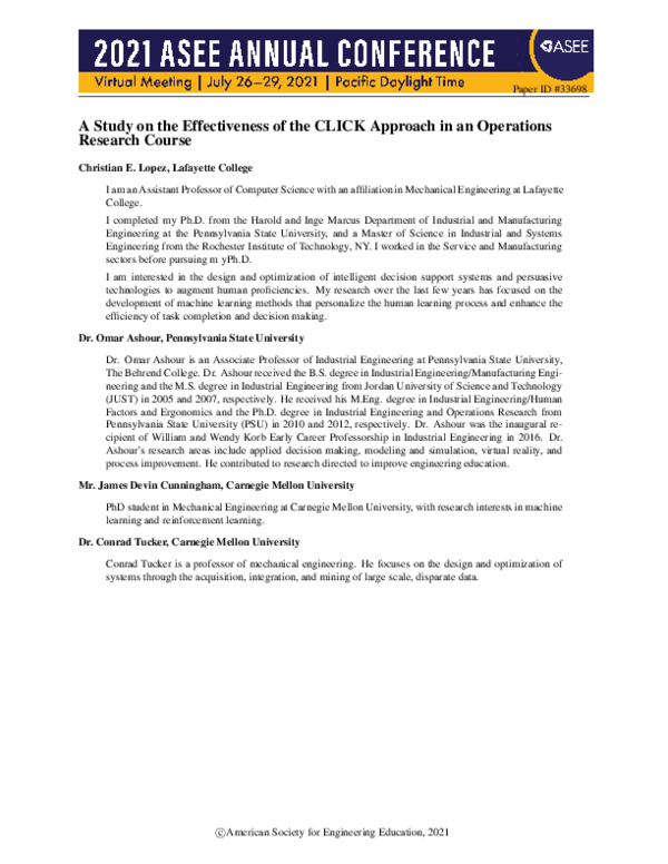 (PDF) A Study on the Effectiveness of the CLICK Approach in an ...