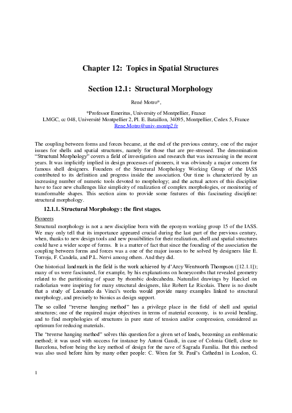 (PDF) Topics in Spatial Structures in "Fifty years of progress for shell and spatial Structures
