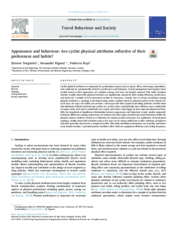 (PDF) Appearance and behaviour: Are cyclist physical attributes ...