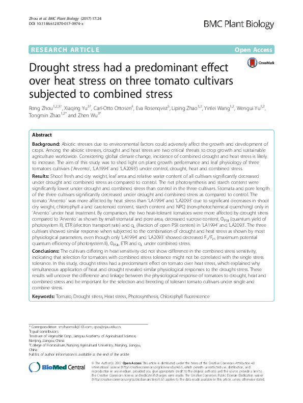 (PDF) Drought stress had a predominant effect over heat stress on three ...