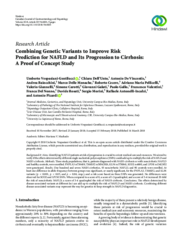 (PDF) Combining Genetic Variants to Improve Risk Prediction for NAFLD and Its Progression to ...