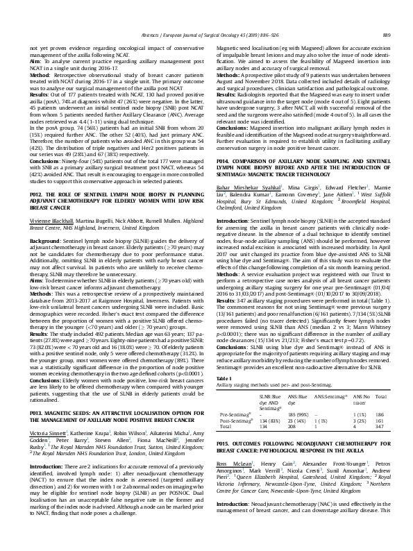 Pdf P014 Comparison Of Axillary Node Sampling And Sentinel Lymph Node Biopsy Before And After