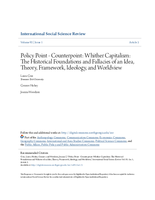 (PDF) Policy Point - Counterpoint: Whither Capitalism: The Historical ...