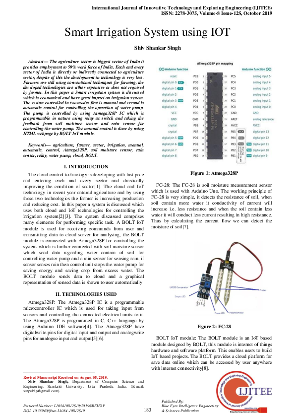 (PDF) Smart Irrigation System Using IOT
