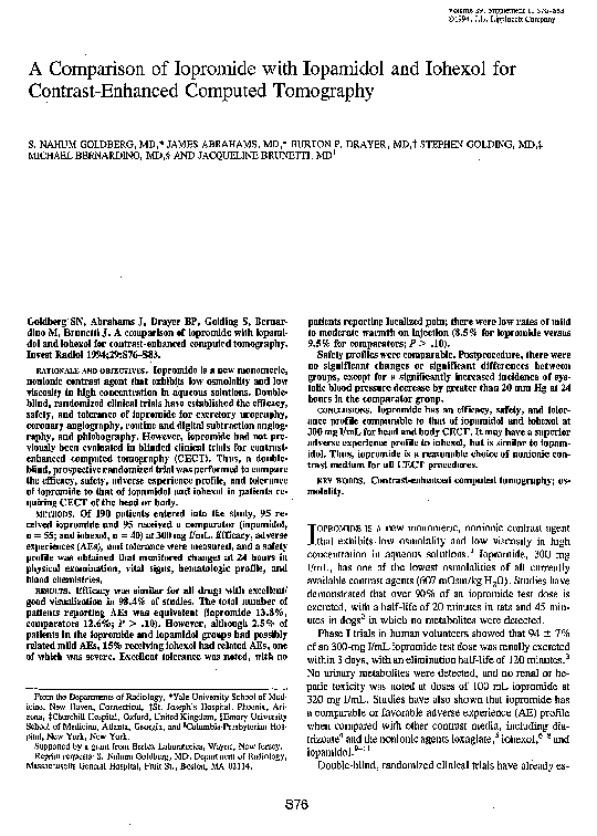 (PDF) A Comparison of Iopromide with Iopamidol and Iohexol for Contrast ...