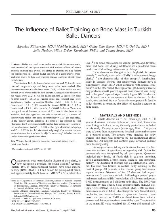 (PDF) The Influence of Ballet Training on Bone Mass in Turkish Ballet ...