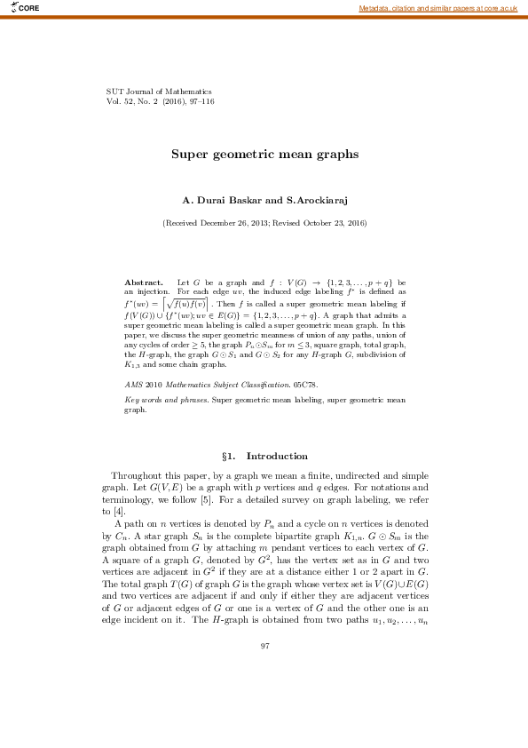 (PDF) Super geometric mean graphs