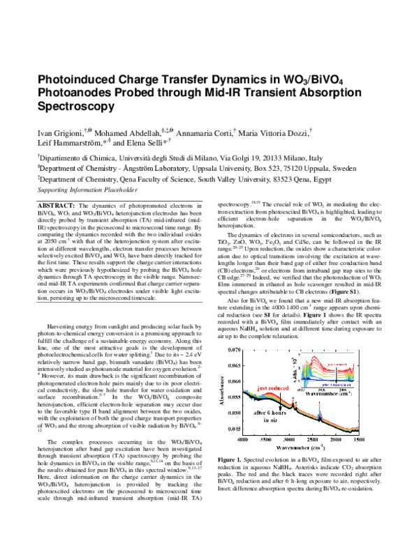 (PDF) Photoinduced Charge-Transfer Dynamics in WO3/BiVO4 Photoanodes ...