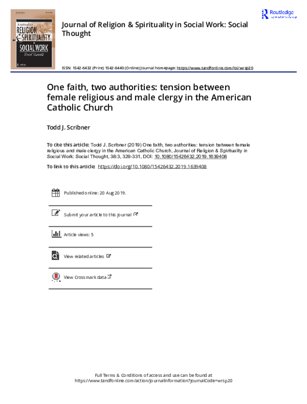 (PDF) One faith, two authorities: tension between female religious and ...