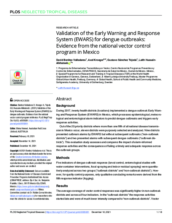 (PDF) Validation of the Early Warning and Response System (EWARS) for ...