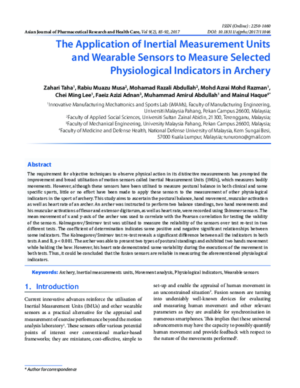 (PDF) The Application of Inertial Measurement Units and Wearable ...