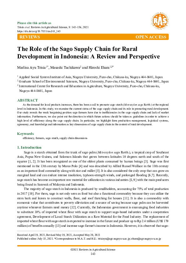 (PDF) The Role of the Sago Supply Chain for Rural Development in ...