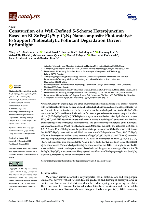 (PDF) Construction of a Well-Defined S-Scheme Heterojunction Based on ...