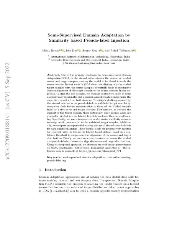 (PDF) Semi-Supervised Domain Adaptation by Similarity based Pseudo ...