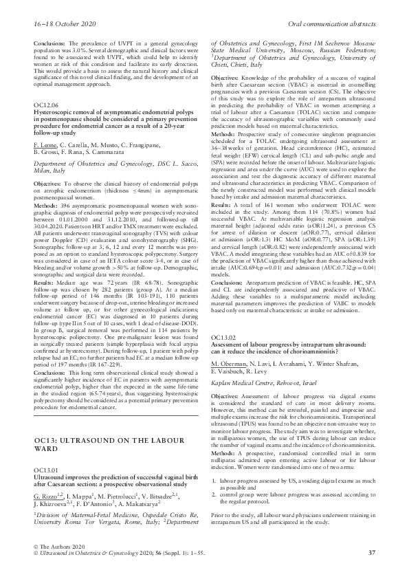 (PDF) OC13.02: Assessment of labour progress by intrapartum ultrasound ...