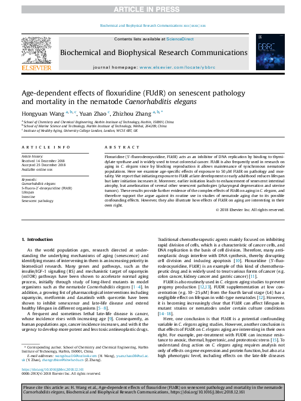 (PDF) Age-dependent effects of floxuridine (FUdR) on senescent ...