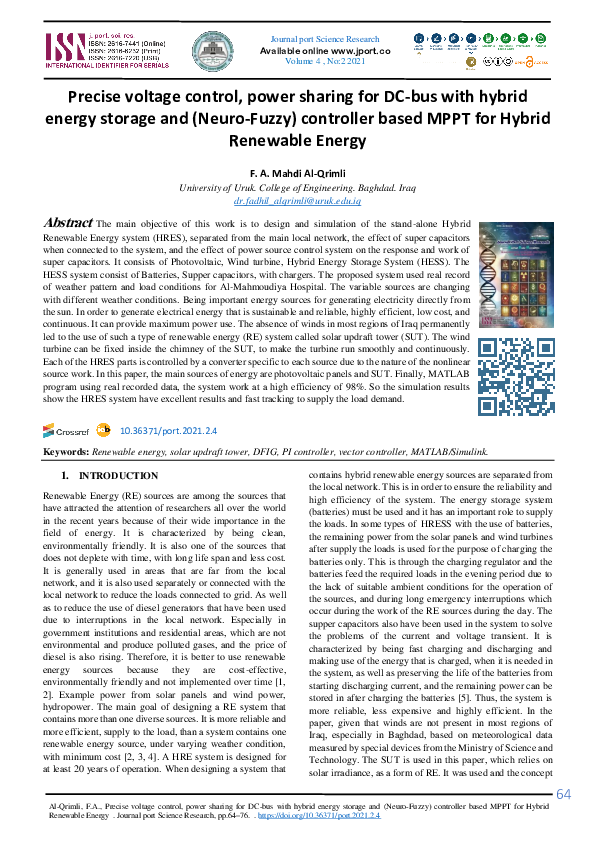 (PDF) Precise voltage control, power sharing for DC-bus with hybrid energy storage and (Neuro ...