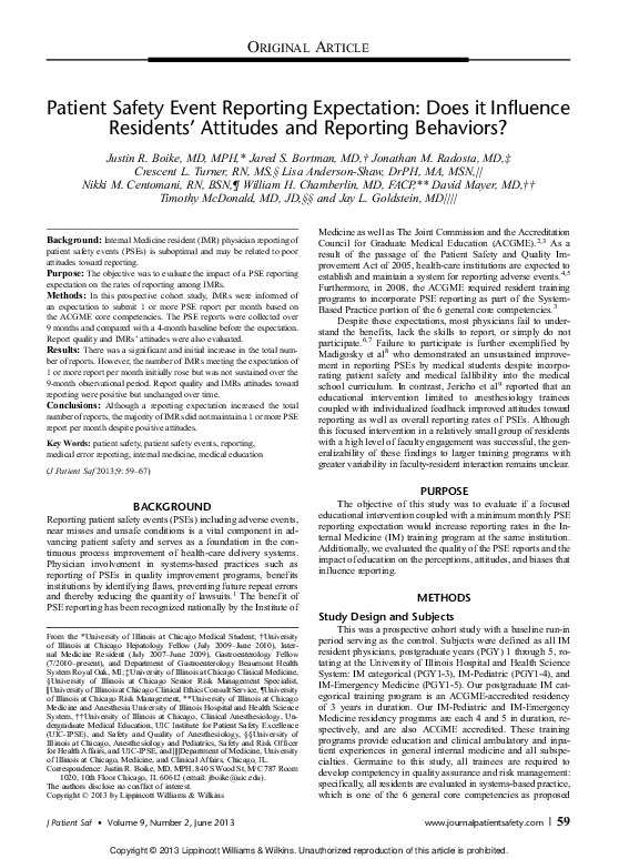 (PDF) Patient Safety Event Reporting Expectation