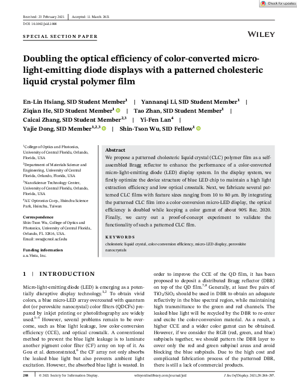 (PDF) Doubling the optical efficiency of color‐converted micro‐light ...