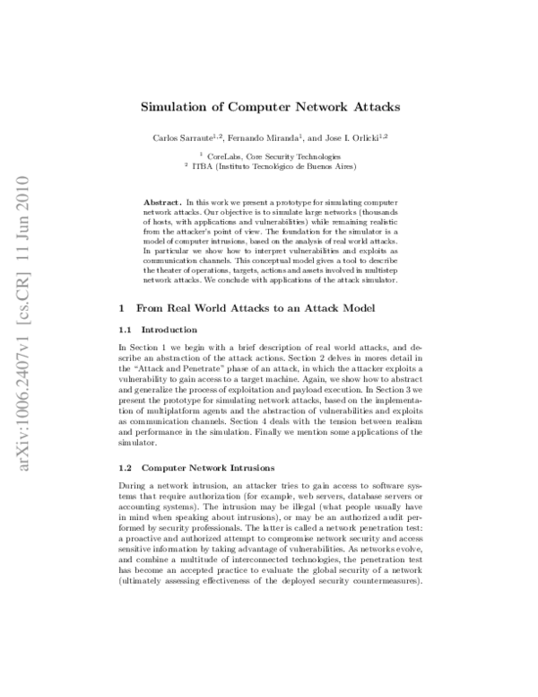 (PDF) Simulation of Computer Network Attacks