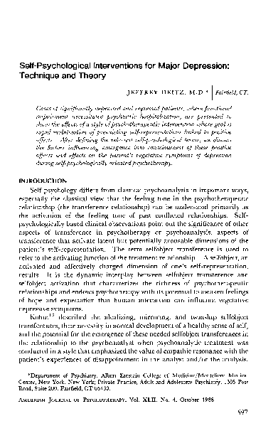 (PDF) Self-Psychological Interventions for Depression