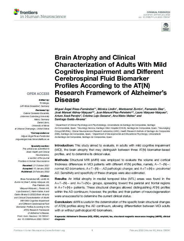 (PDF) Brain Atrophy and Clinical Characterization of Adults With Mild Cognitive Impairment and ...
