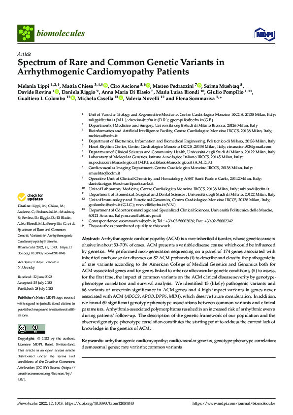 (PDF) Spectrum of Rare and Common Genetic Variants in Arrhythmogenic ...
