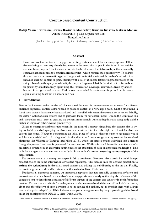 (PDF) Corpus-based Content Construction