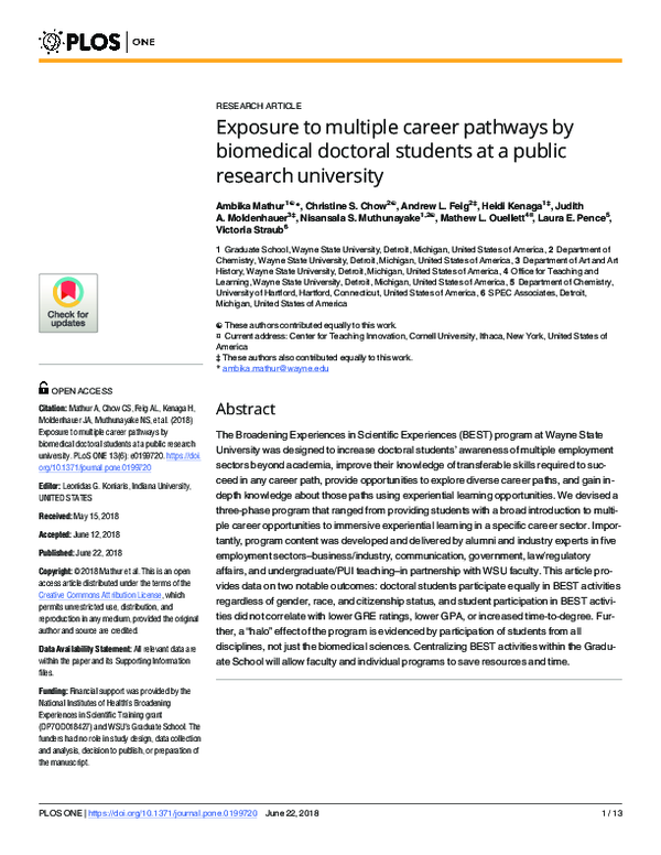 (PDF) Exposure to multiple career pathways by biomedical doctoral ...