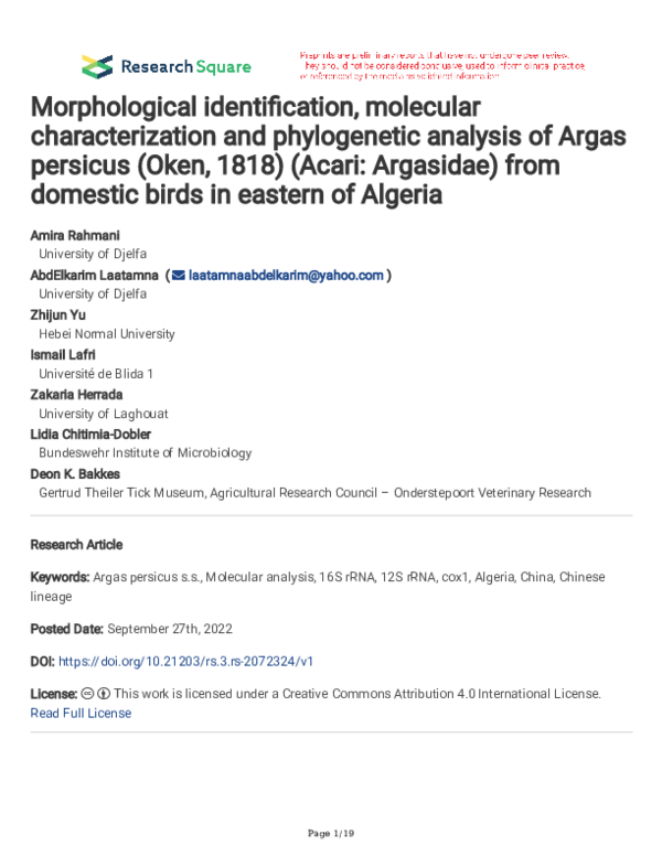 (PDF) Morphological identification, molecular characterization and ...
