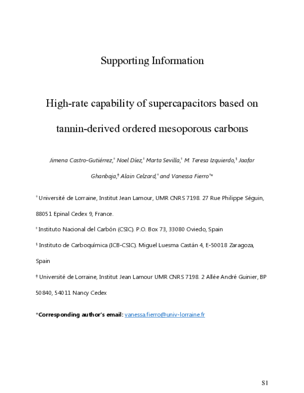 (PDF) High-Rate Capability of Supercapacitors Based on Tannin-Derived ...