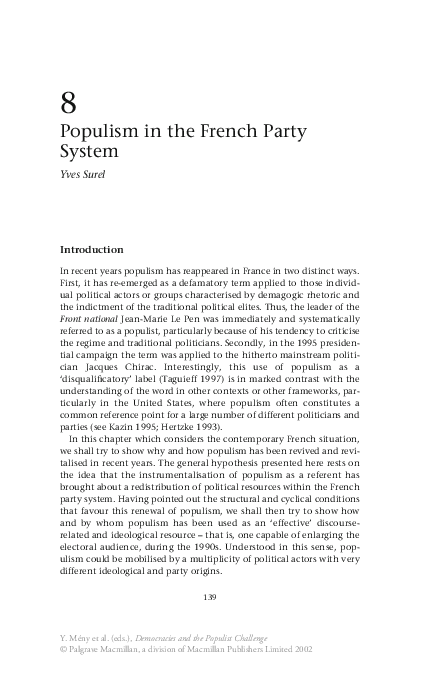 (PDF) Populism in the French Party System