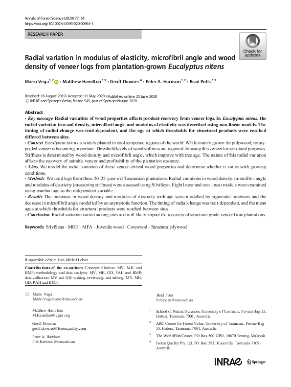 (PDF) Radial variation in modulus of elasticity, microfibril angle and ...