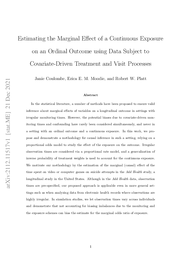 (PDF) Estimating the marginal effect of a continuous exposure on an ordinal outcome using data ...