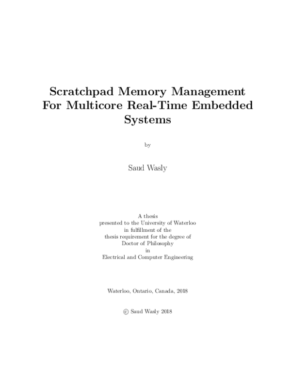 Pdf Scratchpad Memory Management For Multicore Real Time Embedded Systems Saud Wasly