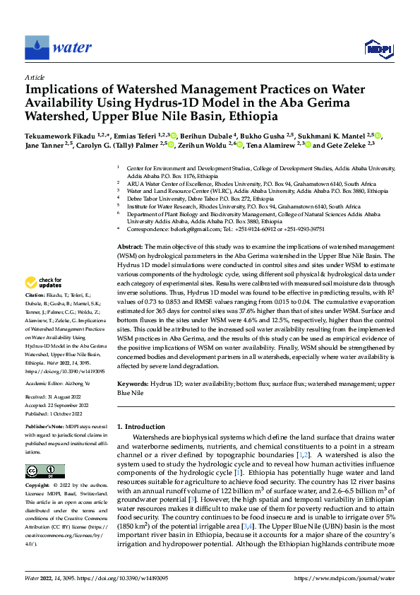 (PDF) Implications of Watershed Management Practices on Water ...