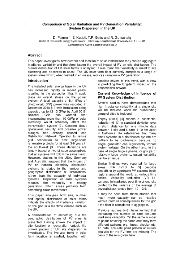 (PDF) Comparison of solar radiation and PV generation variability ...