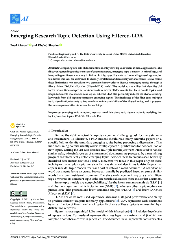 (PDF) Emerging Research Topic Detection Using Filtered-LDA