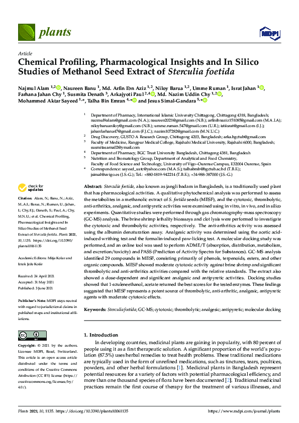 (PDF) Chemical Profiling, Pharmacological Insights and In Silico ...
